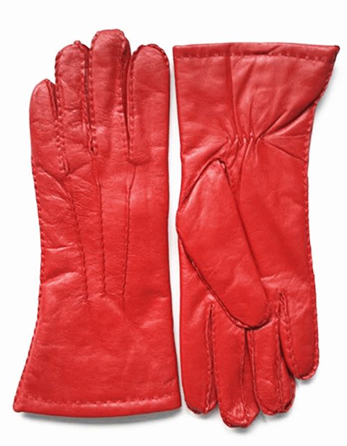 Varma Handskar Fårskinnshandskar Lammpälshandskar Handsydd - Röd ...